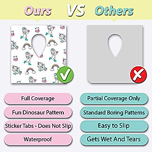 Disposable Toilet Seat Covers for Toddlers, Extra Large Individually Wrapped Unicorn Paper Potty Training Liners for Kids, Portable, Flushable with Non-Slip Adhesives, Potty Shields, Airplane & Travel