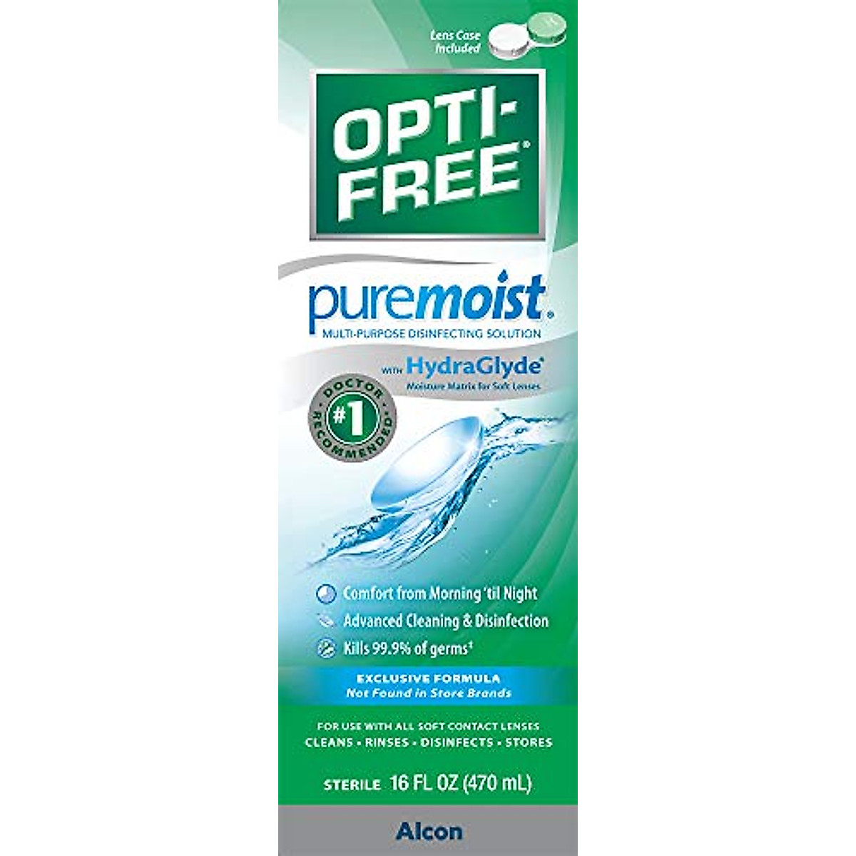 Opti-Free Puremoist Multi-Purpose disinfecting Solution with Lens case, 16 Fl Oz
