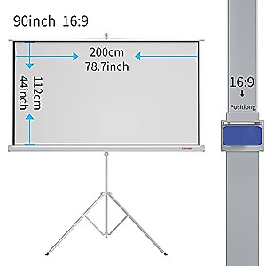Projector Screen Portable Indoor Outdoor with Stand 4K Ultra HD Wide Viewing Angle 100 Inch 4:3 Wrinkle-Free Design Tripod Projection Screen Easy to Clean for Home Theater ,Office, School by CUETHOU