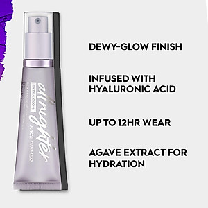 Urban Decay All Nighter Ultra Glow Face Primer - Lightweight, Long-Lasting Formula - Locks Foundation in Place, Smooths & Hydrates Skin - 1.0 fl oz