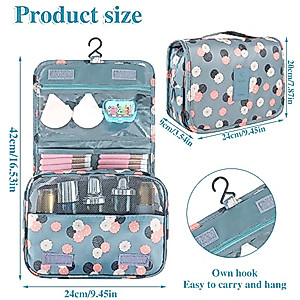 Pengxiaomei Toiletry Bag, Waterproof Hanging Cosmetic Bag Portable Travel Makeup Pouch Multifunction Handle Travel Toiletry Bag Organizer with Hook for Women Girls(Blue)