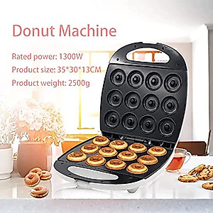 LKJHSDFG Electric Donut Maker, 12 Holes Commercial Doughnut Making Machine Non-Stick Teflon Coating Double Sides Heating Doughnut Maker for Restaurant Bakery Snack Bar