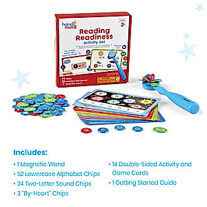 hand2mind Reading Readiness Activity Set, Magnetic Wands and Chip Set, Learn to Spell for Kids, Spelling Toys, CVC Words for Kindergarten, Learning Letters, Science of Reading Manipulatives