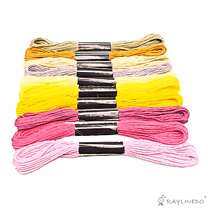 RayLineDo® Embroidery Thread 50 PCS Skeins Stranded Deal Embroidery Threads Embroidery Floss Threads, 50 x Assorted Coloured Skeins (Random Color)