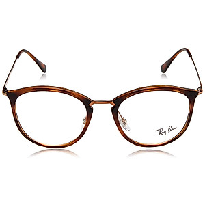 Ray-Ban RX7140 Square Prescription Eyeglass Frames, Striped Havana/Demo Lens, 51 mm