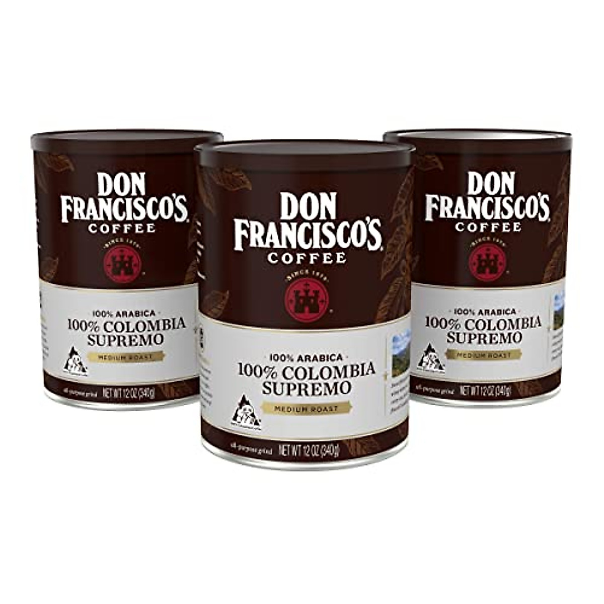 Don Francisco's Colombia Supremo, Medium Roast Ground Coffee (3 x 12 oz Cans)