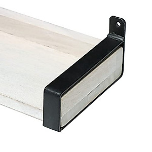 InPlace Shelving, 9602116E, Wall Mounted Real Wood Industrial Bracket Ledge, 36 Inch x 5 Inch x 2.75 Inch, Distressed White