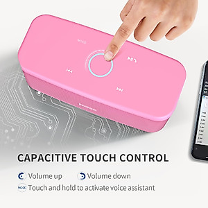 DOSS SoundBox Plus Portable Wireless Bluetooth Speaker with HD Sound and Deep Bass, Wireless Stereo Pairing, Built-in Mic, 20H Playtime, Portable Wireless Speaker for Home, Outdoor, Travel-Pink