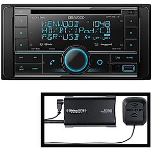 Kenwood Excelon DPX794BH Double DIN Bluetooth in-Dash Car Stereo CD Receiver with Amazon Alexa Compatibility | Plus SiriusXM SXV300v1 Connect Vehicle Tuner Kit for Satellite Radio