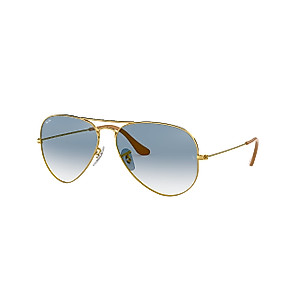 Ray-Ban RB3025 Classic Aviator Sunglasses, Gold/Clear Gradient Blue, 55 mm