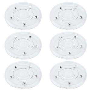 Semetall 6pcs 4" Acrylic Lazy Susan Rotating Swivel Plate Round Turntable Organizer for Makeup Table Kitchen Cabinet Spice Rack Cake,Clear
