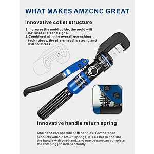 AMZCNC Hydraulic Crimping Tool and Cable Cutter Hydraulic Cable Lug Crimper 8 US TON 12 AWG to 00 (2/0) Electrical Terminal Cable Wire Tool Kit with 9 Die