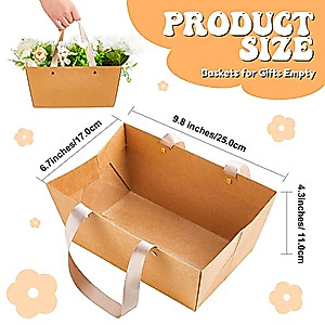 30 Pieces Basket for Gifts Empty DIY Bulk Gift Basket Kit with Handles Kraft Cardboard Trays with 30 Bags and 30 Bow Market Tray for Wedding Party Gift Wrapping (Brown,9.8 x 6.5 x 4.3 In)
