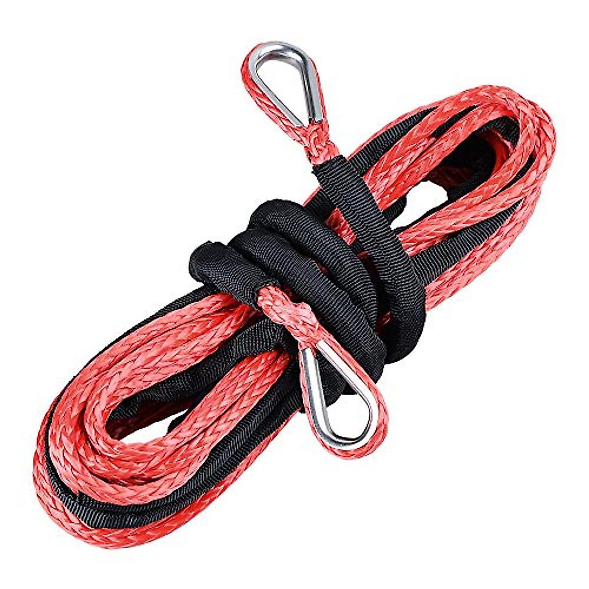 Astra Depot Red ATV UTV Synthetic Rope Extension 50ft 7500lbs Winch Line Cable with Thimbles