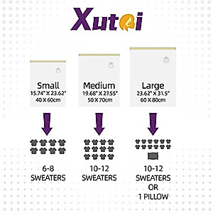 XUTAI Vacuum Storage Bags, Space Saver Bags 12 Pack (4 Large/ 4 Medium/4 Small) for comforters and blankets，Clothes，Clothing，Travel，Luggage，Bedding,Vacuum Seal Bags for Clothes，Hand Pump