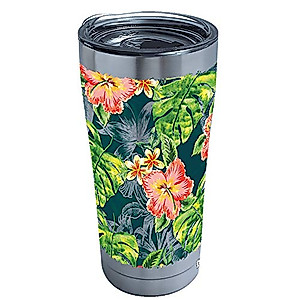 Tervis Green Tropical Insulated Tumbler, 20 oz Stainless Steel, Silver