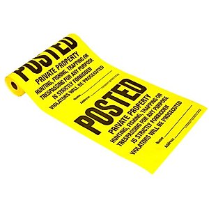 Hy-Ko Products TSR-100 Posted Private Property Tyvek Sign Roll 11" x 11" Yellow, 100 Pieces