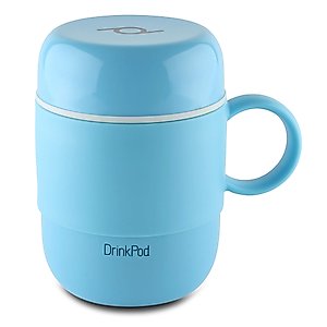DrinkPod LGB-280B Vacuum Insulated Travel Mug, Stainless Steel, Blue, 280ml