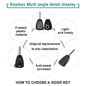 SELEAD Flip Key Fob 4 Buttons Keyless Entry Remote SHELL CASE for 04-12 for Chrysler 200 Sebring Pacifica for Dodge for Avenger for Jeep for Compass Antitheft OHT692713AA 2pc US Stock