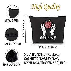 JXGZSO Crochet Yarn Knitting Project Bag Witch Crochet Makeup Bag With Zipper Knitter Gift (stitch craft B)