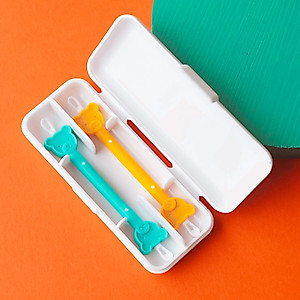 oogiebear - Nose and Ear Gadget. Safe, Easy Nasal Booger and Ear Cleaner for Newborns and Infants. Dual Earwax and Snot Remover - 2 Pack with Case - Orange and Seafoam