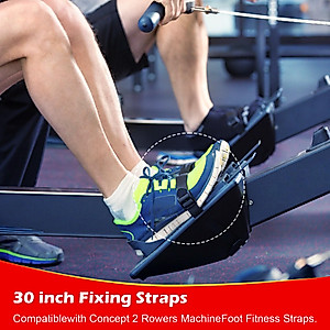 Rowing Machine Feet Straps for Concept 2 Rower - Foot Strap Replacement, Compatible with Models D & E - 2 Pack