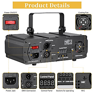 DJ Lights, AOELLIT LED RGB DJ Lights Sound Activated Disco Party Lights with 15 Modes and Remote Control for Indoor Parties, 9" x 5" x 5"