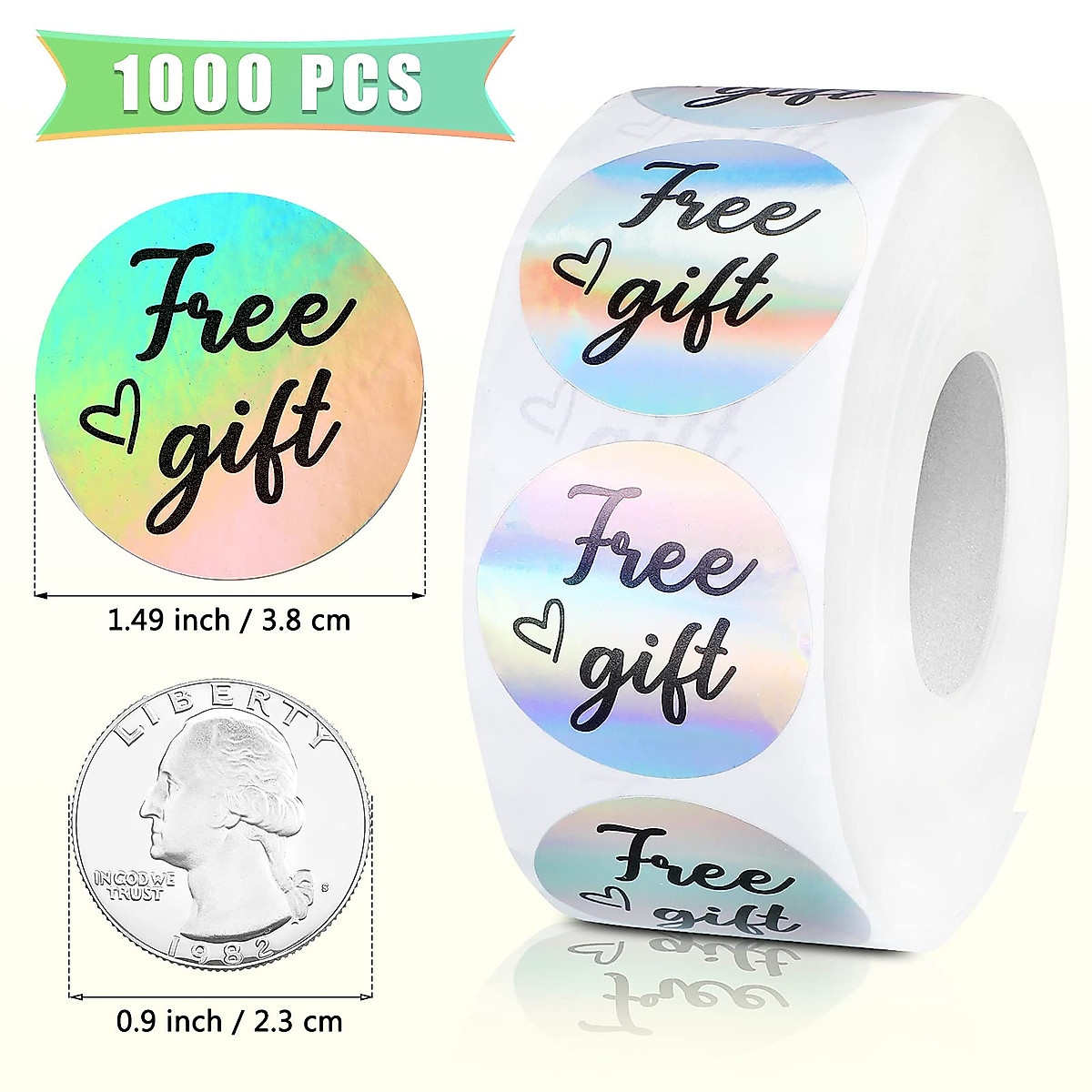 1000 Pieces Customer Appreciation Sticker Holographic Business Shopping Labels Round Adhesive Present Stickers Colorful Thanks Seal Label for Mailing Packing Envelope Postcard, 1.5 Inch