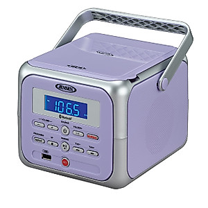 Jensen CD-660 Portable Stereo CD Player Boombox with Bluetooth | FM Radio | USB | Aux-in Headphone Jack | CD-R/RW MP3 Playback | (Lavender Purple)