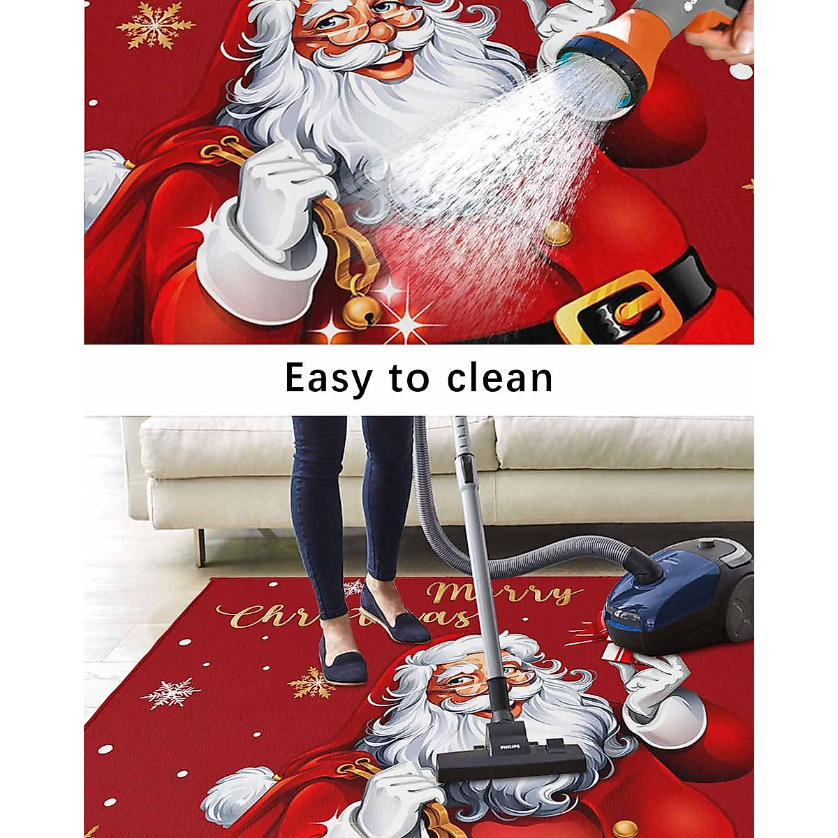 Outdoor Rug Carpet Indoor Area-Rug Christmas Santa Claus Washable High Traffic Bedroom Kitchen Mat Backyard Patio Porch Rug, 4 X 6