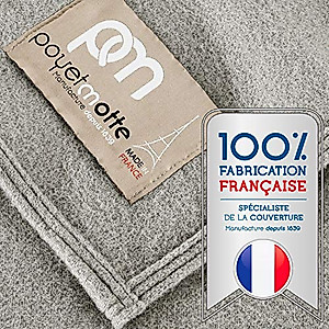 Poyet Motte Antibes 350GSM 100-Percent Wool Medium Weight Oversized Blanket, Machine Washable (Grey, King Size)