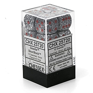 Chessex Speckled 16mm d6 Granite Dice Block, 12 dice, Multicolor