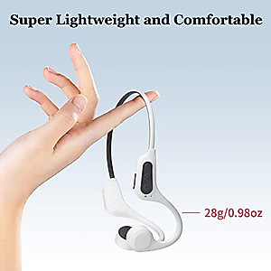 TOKANI Bone Conduction Wireless Headphones, Open Ear Headphones Bluetooth 5.3 with Mic, Sports Sweatproof Headset for Running, Cycling, Workouts Use-White