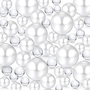 Sureio 6400 Pieces No Hole Pearls for Centerpieces Vase Filler Beads Clear Water Gel Polished Pearls for Home Candle Wedding Birthday Party Table Decor 8/14/20 mm (White)