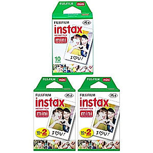 Fujifilm INSTAX Mini Instant Film 5 Pack 50 Sheets (White) for Fujifilm Mini 8 and Mini 9 Cameras