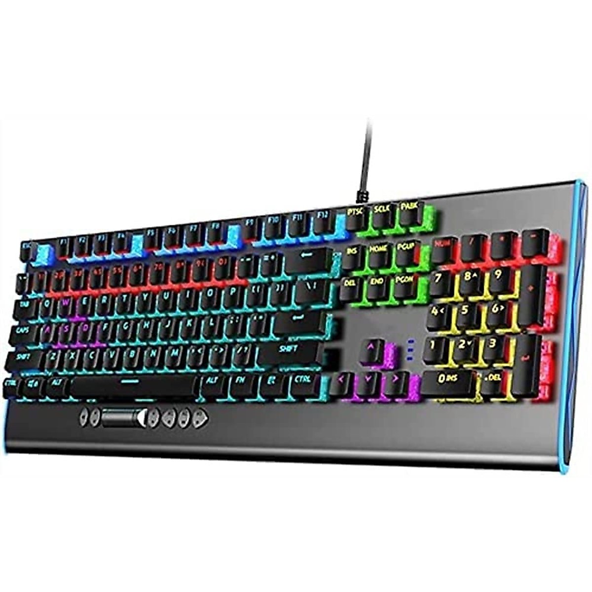 SMSOM Mechanical Gaming Keyboard, LED Rainbow Backlit Wired Keyboard, 104 Keys, Suitable for PC and Desktop Computer