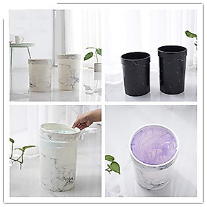Hacoly Home Imitation Marble Bathroom Garbage Can Trash Can European Style Plastic Deskside Wastebasket for Living Room Bedroom Office