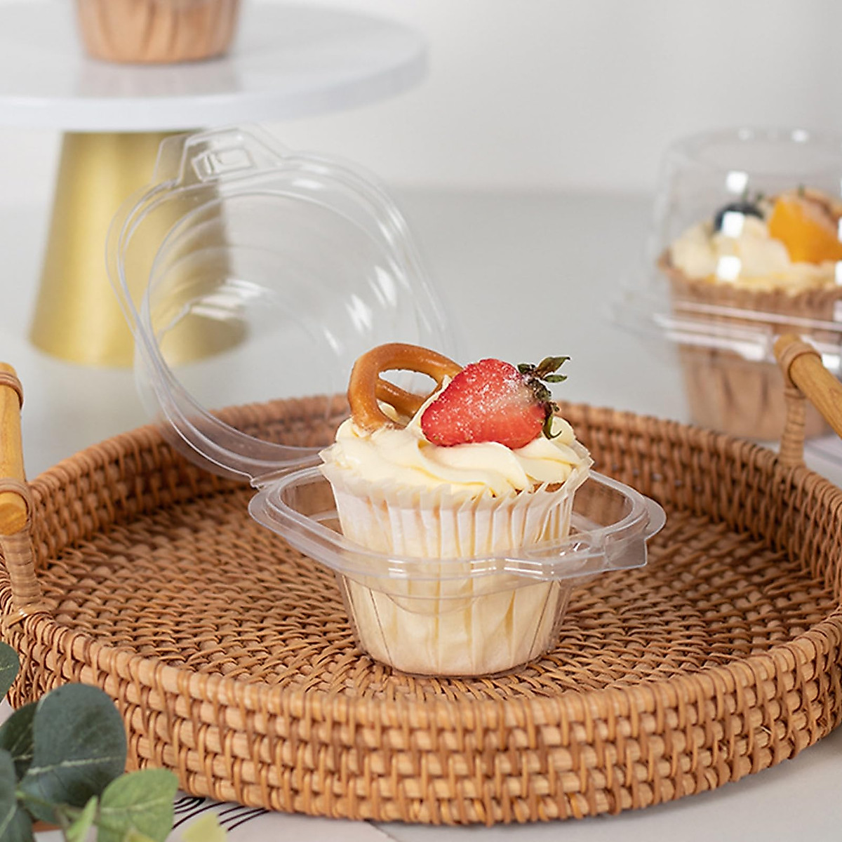 SOLUSTRE 150 Pcs Cake Packing Box Disposable Cupcake Cases Moon Cake Trays Hinged Cake Containers Cupcake Carrier Transparent Containers with Lids Cake Holder Sandwich Cheese The Pet