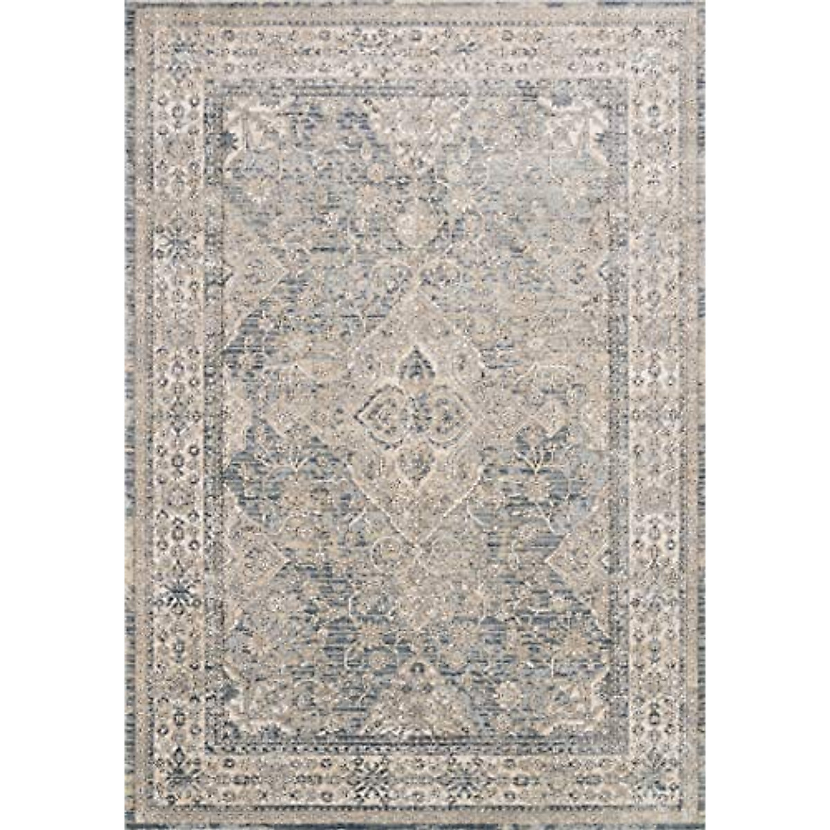Loloi II Teagan Collection TEA-04 Sky / Natural 7'-11" x 10'-6", .25" Thick, Area Rug, Soft, Durable, Neutral, Woven, Low Pile, Non-Shedding, Easy Clean, Living Room Rug