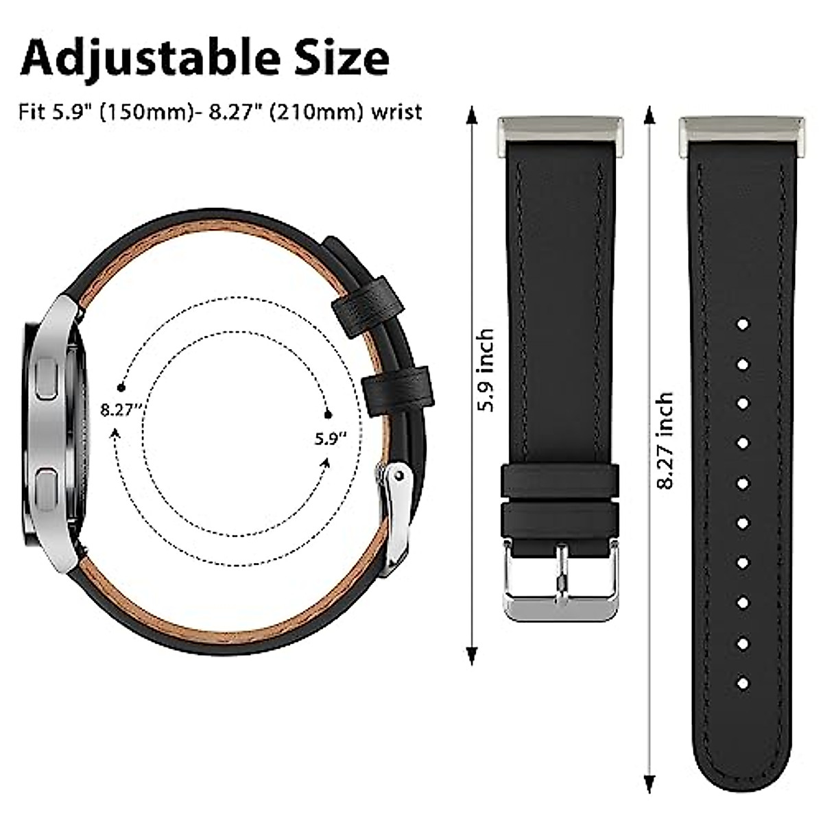 Vancle band Compatible with Samsung Galaxy Watch 5 40mm 44mm/Watch 5 Pro 45mm/Galaxy Watch 4 Classic 42mm 46mm Women Men, Leather Strap Replacement for Samsung Galaxy Watch 4/5