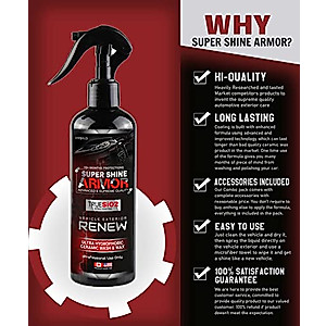Super Shine Armor Supreme Quality Waterless Wash and Wax Ceramic Coating with Accessories - Clean Vehicle Exterior, Shine, and Protect from Rusting and Scratches with Long Lasting Hydrophobic Effect