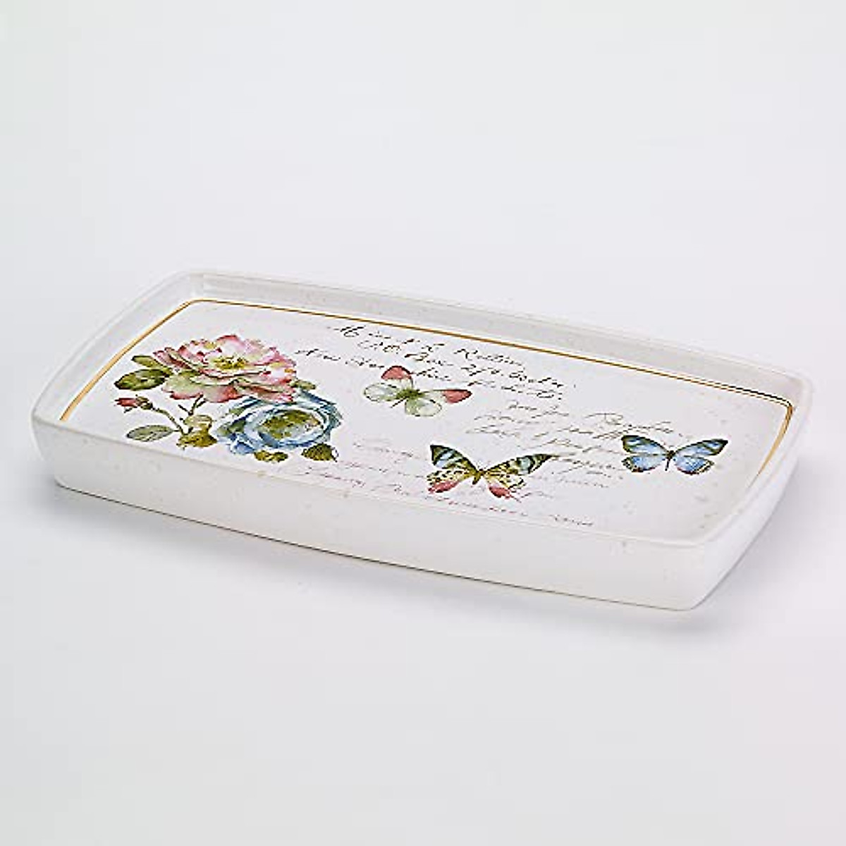 Avanti Linens - Vanity Tray, Countertop Décor, Multipurpose, Home Décor, Butterfly Inspired Bathroom Décor (Butterfly Garden Collection)