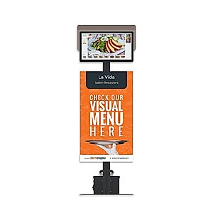 MENUPOLY Portable Stand Display, 15.6" Touchscreen, Built-in Battery, Indoor/Outdoor Use, Android OS, WiFi, Plug & Play, Digital Signage Software Ready, Online Content Management