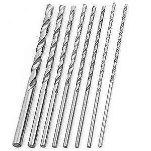 Saipe 8pcs 200mm Twist Drill Bit Set Extra Long HSS Twist Bits Round Straight Shank Tool Sets Wood Working Tool for Wood Plastic and Aluminum (4-10mm)