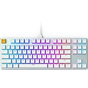 Glorious Custom Gaming Keyboard - GMMK 85% Percent TKL - USB C Wired Mechanical Keyboard - RGB Hot Swappable Switches & Keycaps - Silver/White Metal Top Plate