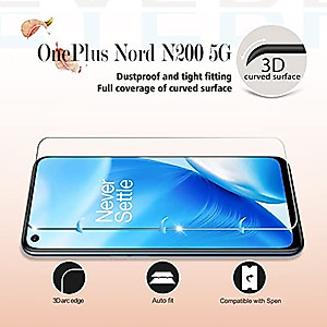 OnePlus Nord N200 Tempered Glass Screen Protector + Camera Lens Protectors by YEYEBF, [2+2 Pack] [3D Glass] [Bubble-Free] [Anti-Glare] for Nord N200