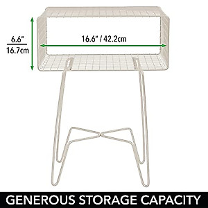 mDesign Modern Industrial Side Table with Storage Shelf, 2-Tier Metal Minimal End Table, Metallic Caged Grid - Accent Furniture for Living Room, Bedroom, Office, Dorm, Concerto Collection, Cream/Beige