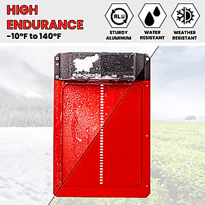 RUN-CHICKEN Door (Red) Solar Chicken Coop Door, Battery Powered Automatic Chicken Coop Door, Programmable Electric Chicken Door with Timer, Light Sensor, Solar Powered, Eternal