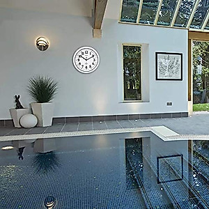 Caysie 12 Inch Indoor Outdoor Waterproof Wall Clock, Silent Non-Ticking Battery Operated Quality Quartz Round Clock for Patio, Pool, Home Decor (Gray)