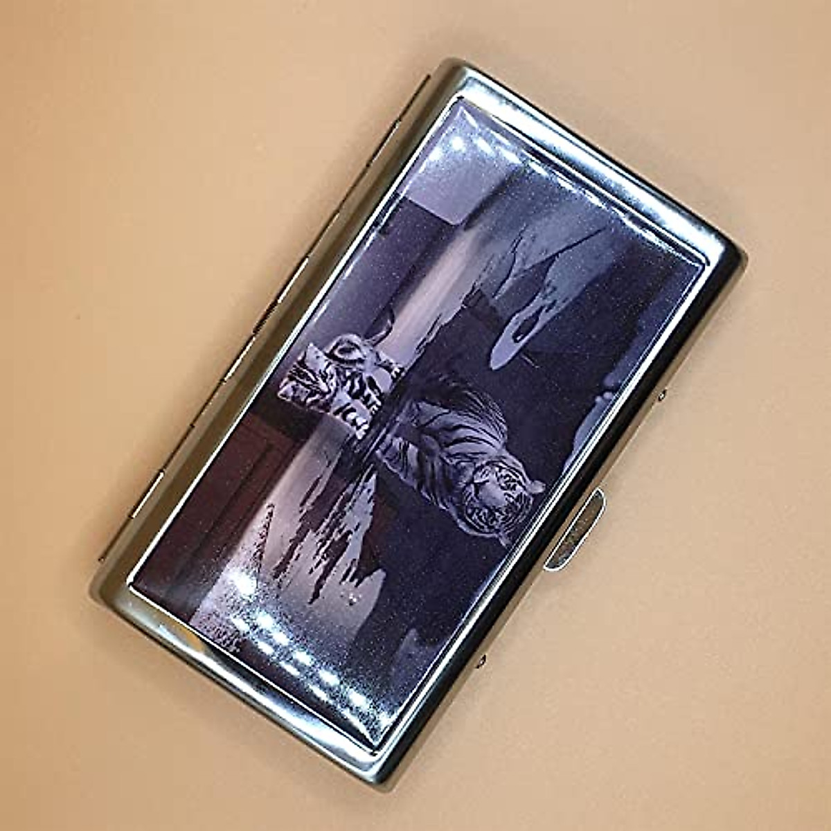 Metal Cigarette Case Carapace Eyes Turtle Classic Metallic Silver Color Double Sided King Cigarette Case Design